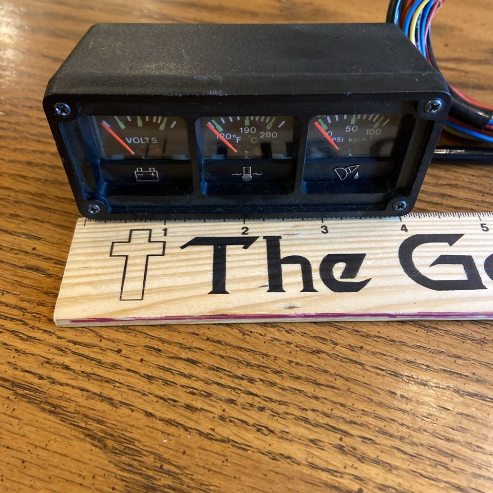 Vintage Mini Guage Trio Gauges Volt Temp Oil Pressure New OLD Stock | eBay