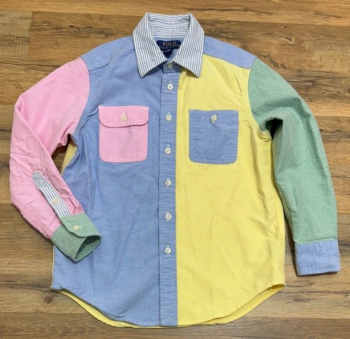 Polo Ralph Lauren Oxford Pastel Color Block Button Shirt Boy’s Size 8 ...