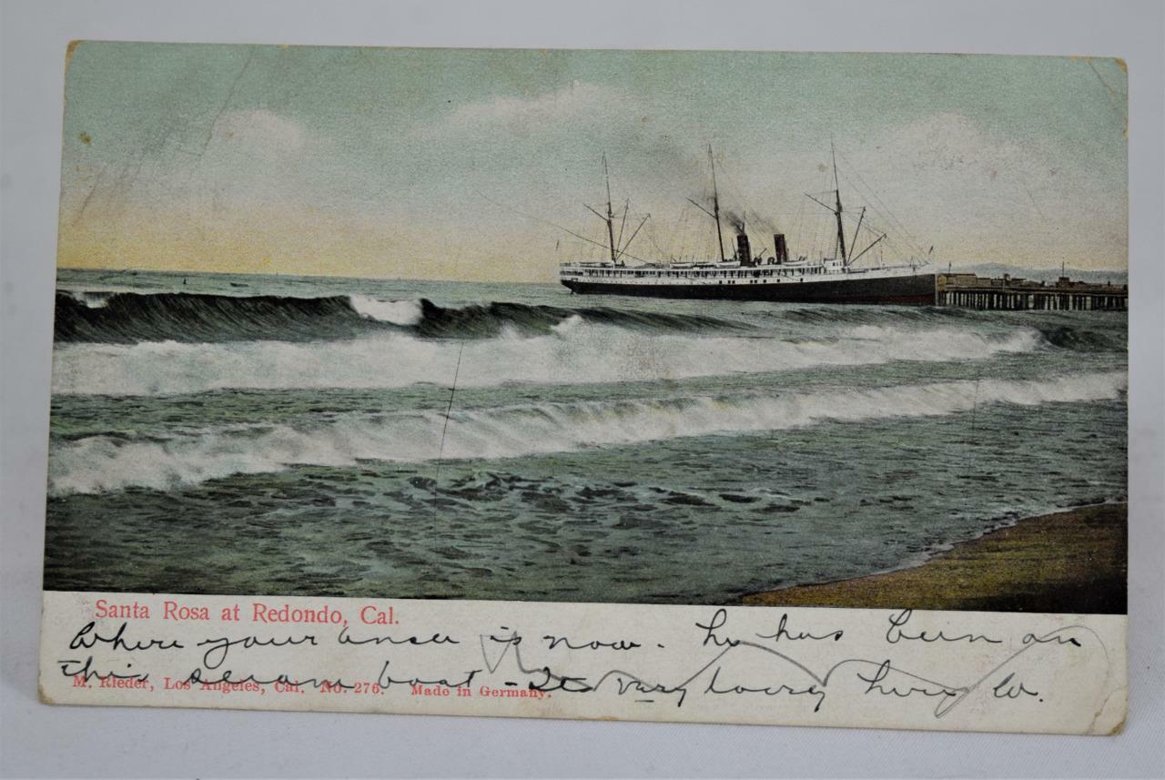 Early 1900's SS Santa Rosa Steamer At Redondo Beach California Postcard ...