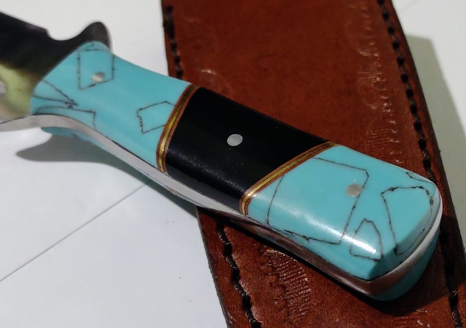 BLUE TURQUOISE BOOT KNIFE DAGGER HUNTING BOWIE KNIFE W/ SHEATH CASE ...