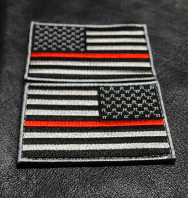 Thin Red Line Fire Fighter usa Flag REVERSED ACU HOOK 2PC PATCH | eBay