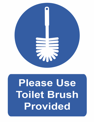 Adhesive Sign Sticker Notice Please Use Toilet Brush Provided WC Clean ...
