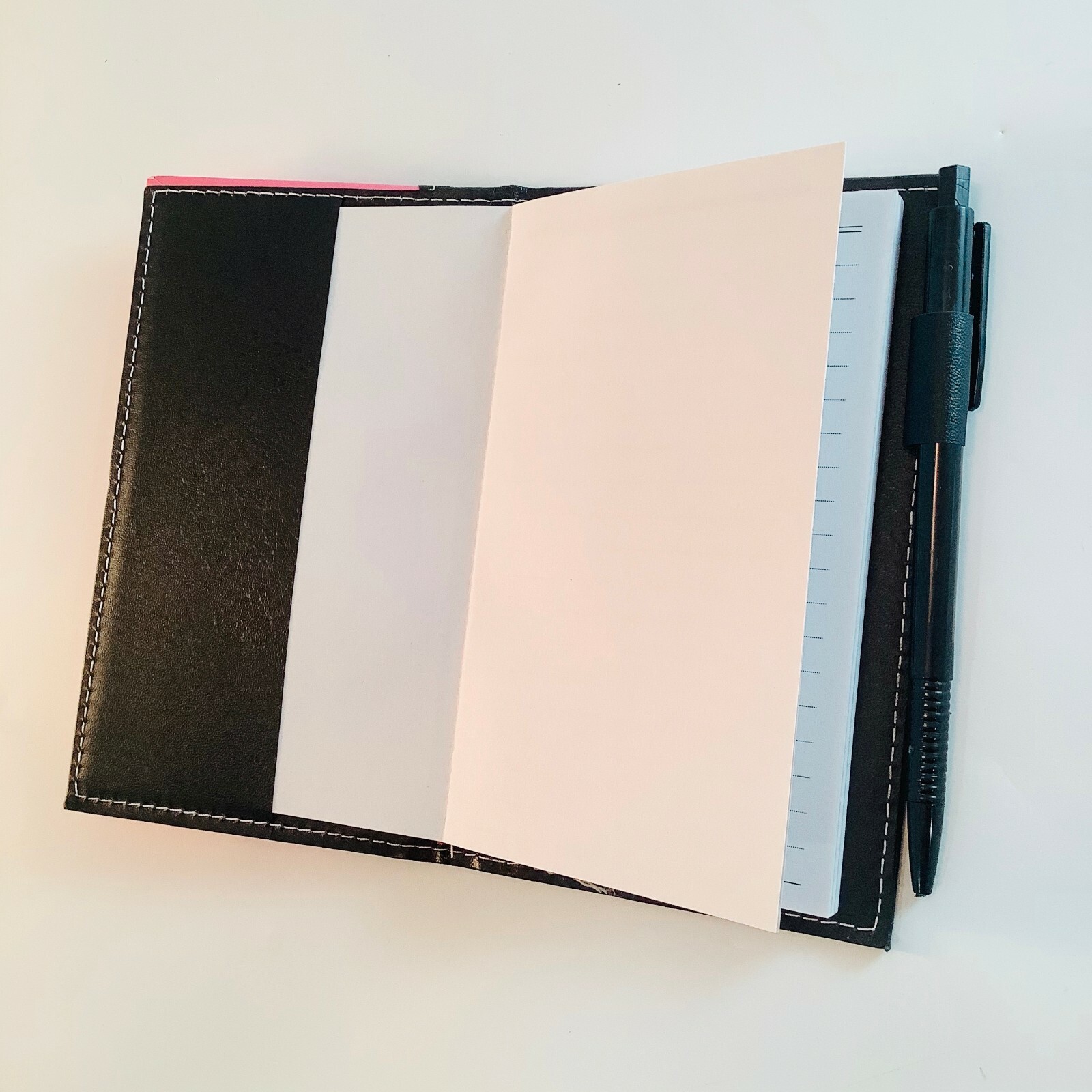 Notebook w/Pen Black Ink Jot Notes Pocket Size Black & Pink Cover 60 ...