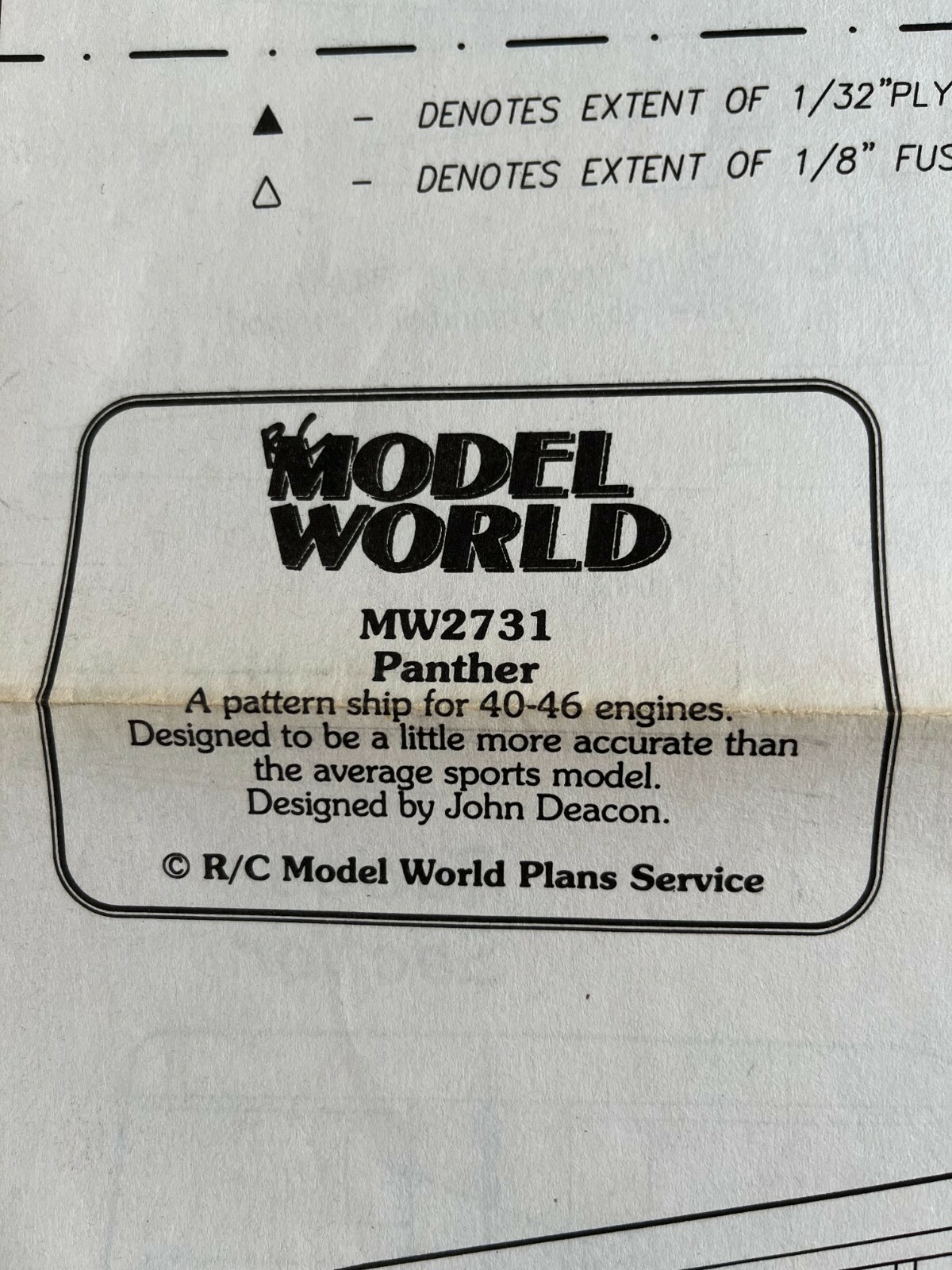 RADIO CONTROL MODEL WORLD MW2731 PANTHER PLANS PATTERN SHIP FOR 40-60 ...