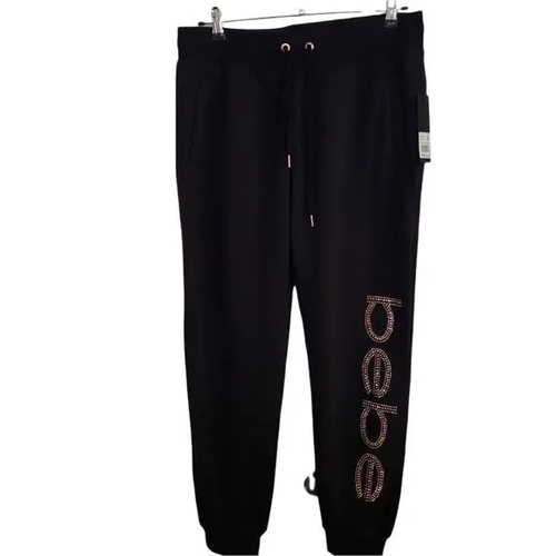 NEW BEBE Sport Rhinestud Rhinestone Logo Fleece Plus Sz 2X Black ...