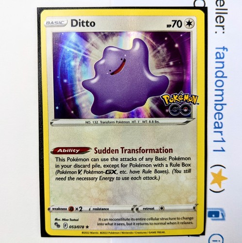 Numel Ditto REVERSE HOLO PEEL card 013/078 Sword & Shield Pokemon Go ...