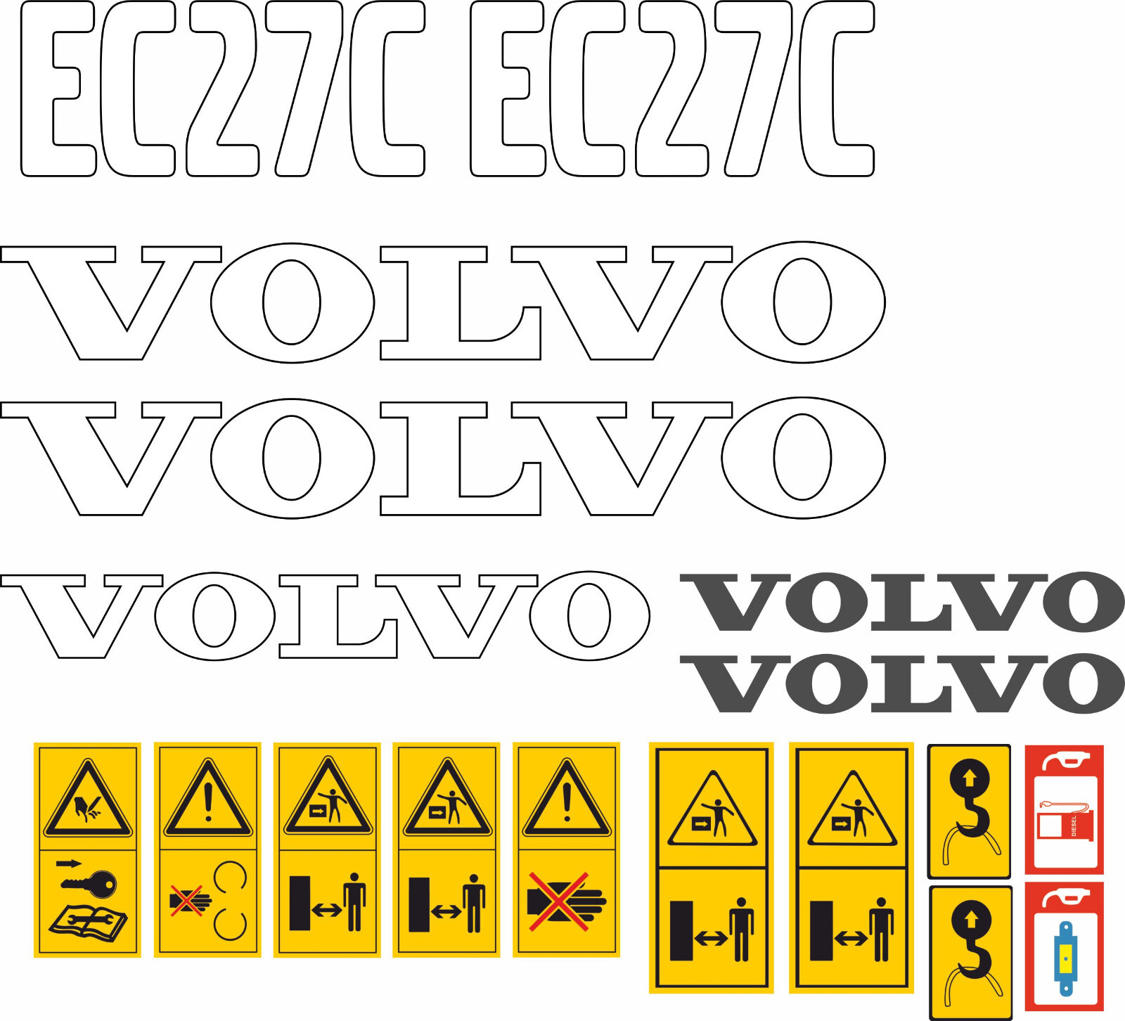 VOLVO EC27C 27 C Bagger Minibagger Aufkleber Set Decals | eBay