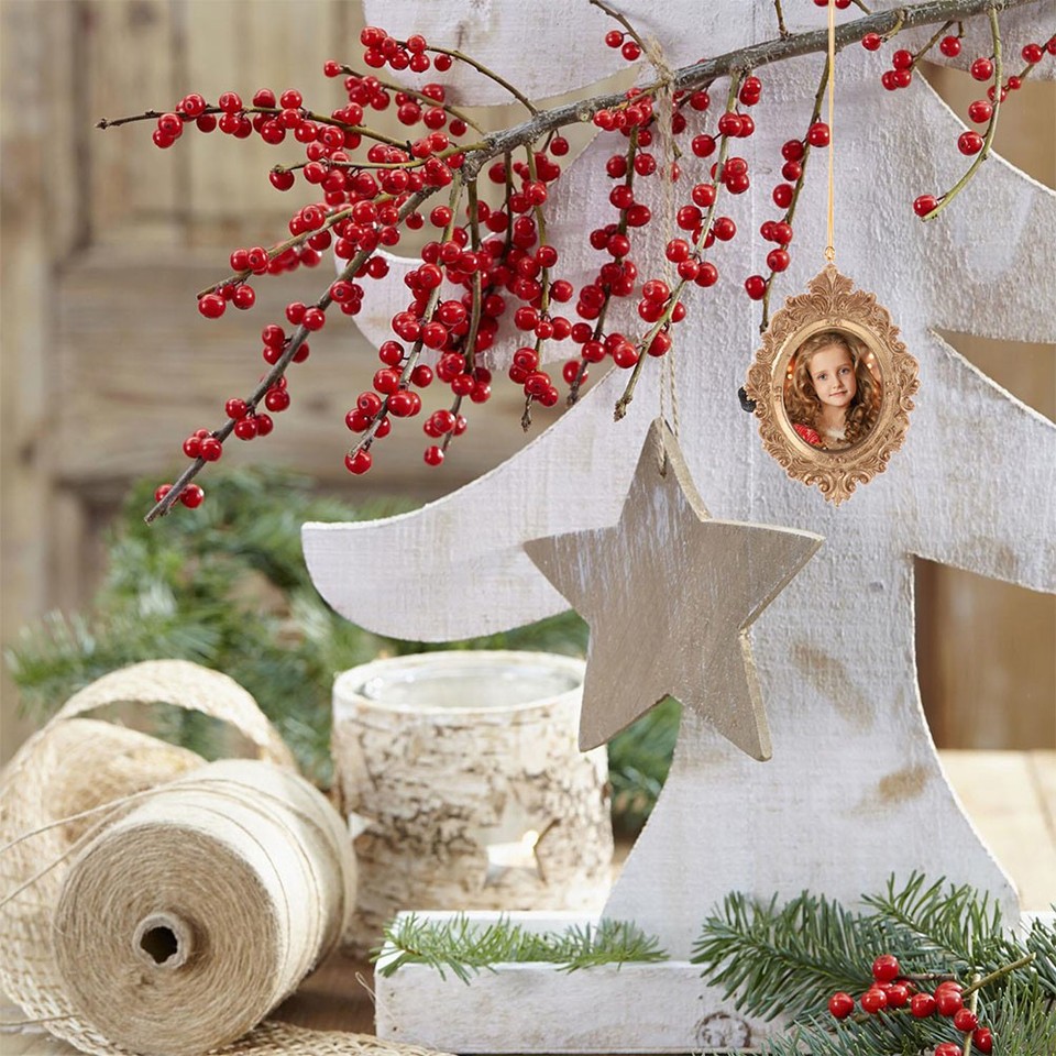 2 Pcs Resin Christmas Tree Hanging Photo Frame Ornament with Rope for ...