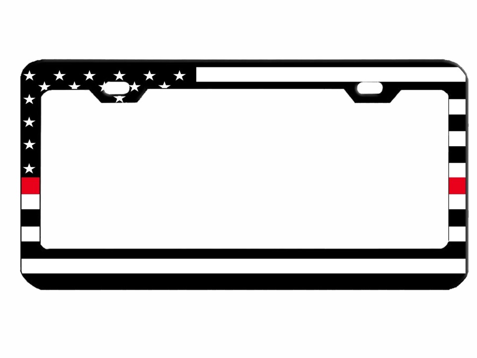Thin Red Line Firefighter Car Metal License Plate Frame Personalized | eBay
