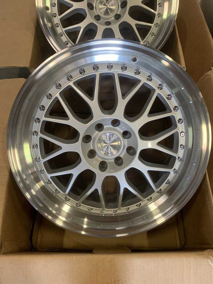 17x8 +35 Aodhan AH02 4x100,4x114.3 Silver w/Machined Lip Wheels (Used ...