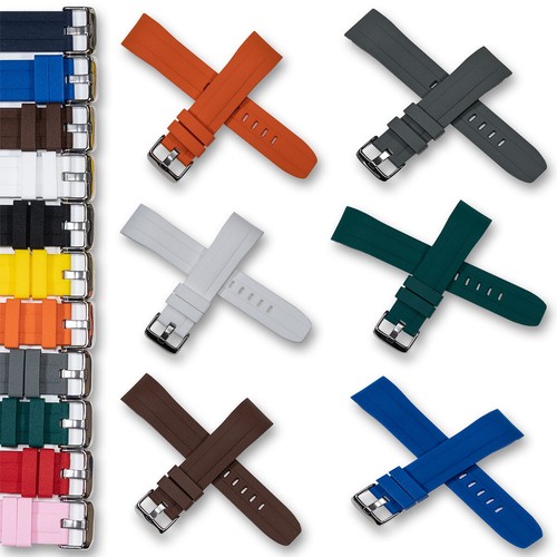 22mm Curved End Silicone Rubber Watch Sports Divers Strap Dive Band ALL ...