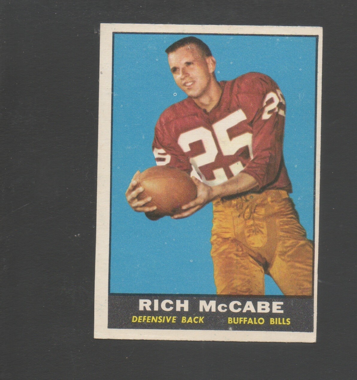 1961 Topps Football Card #161 Rich McCabe-Buffalo Bills Ex Mint Grade ...