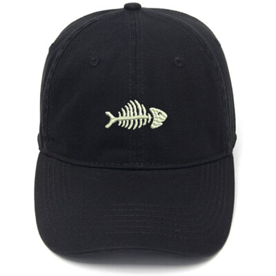 Embroidery Hat Cotton Embroidered Casual Men's Baseball Cap Fish Bone ...