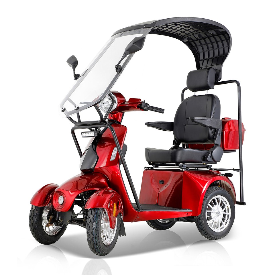 800W Four Wheel Mobility Scooter w/ Windshield for Senior&Adults 500lbs ...