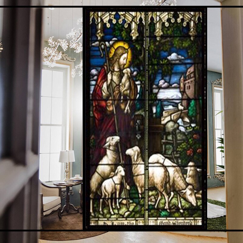 Retro Church Window Film Privacy Self-adhesive Glass Sticker Chapel ...