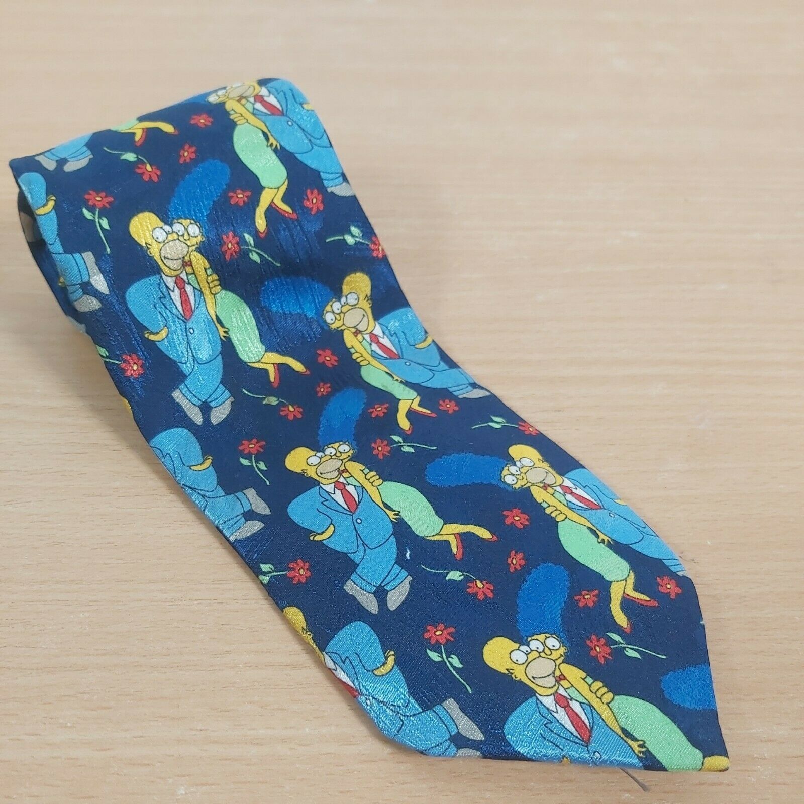 HOMER SIMPSON Tie MARGE Hugging Love Novelty Blue Mat… - Gem