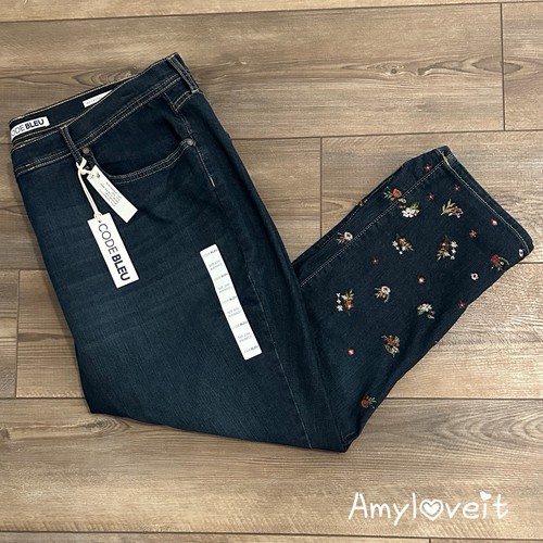 Code Bleu Floral Embroidered Weekend Jeans Size 22W NWT | eBay