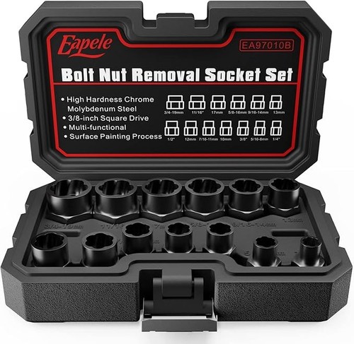 Bolt Extractor Set - 13-Piece Stripped Nut Remover Twist Sockets with ...