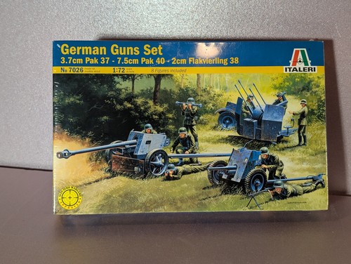UNOPENED German WW2 Guns 37mm 50mm Quad 2cm ITALERI 1:72 plastic Model ...