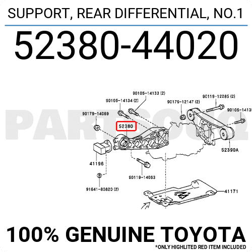 5238044020 Genuine Toyota SUPPORT, REAR DIFFERENTIAL, NO.1 52380-44020 ...