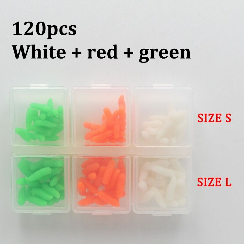 120pc Artificial Soft POP UP Imitation Bait Maggots Fake for Carp Hair ...