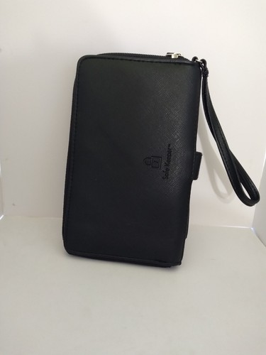 Safe Keeper Wallet Black RFID Zipper Pockets Snap Closure Wristlet ...
