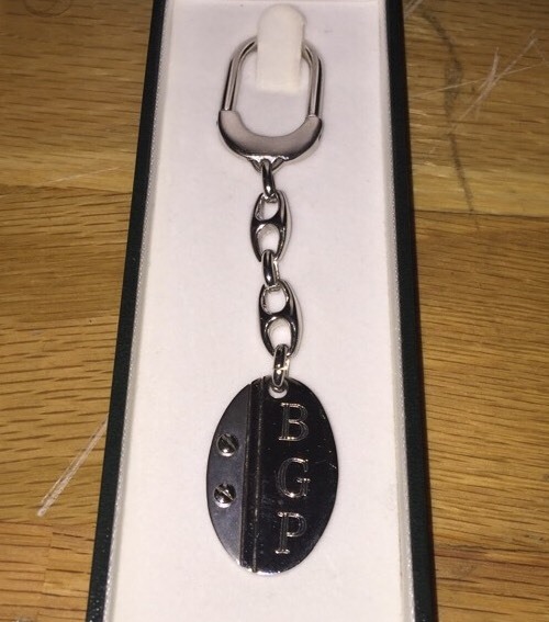 VINTAGE Pierre Cardin Silver -Tone "P" Logo Keychain … - Gem