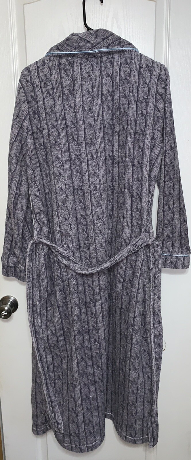 Laura Ashley Women's Gray Plush Cozy Knee Length Spa Robe Pockets Size ...