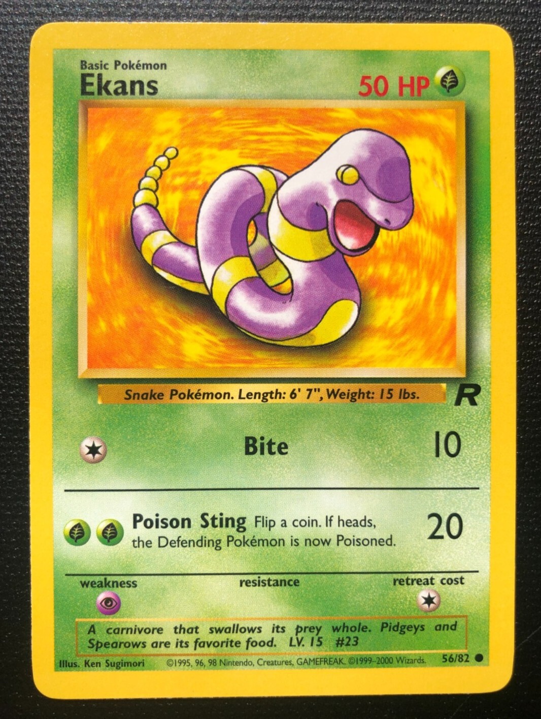 2000 Pokémon TCG Ekans 56/82 Team Rocket WOTC Regular Unlimited Common ...
