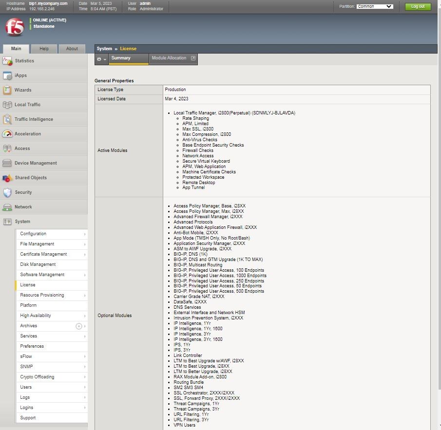 F5-BIG-LTM-i2800 Load Balancer v 17.1.X w/ SSL License +Support, Wty ...