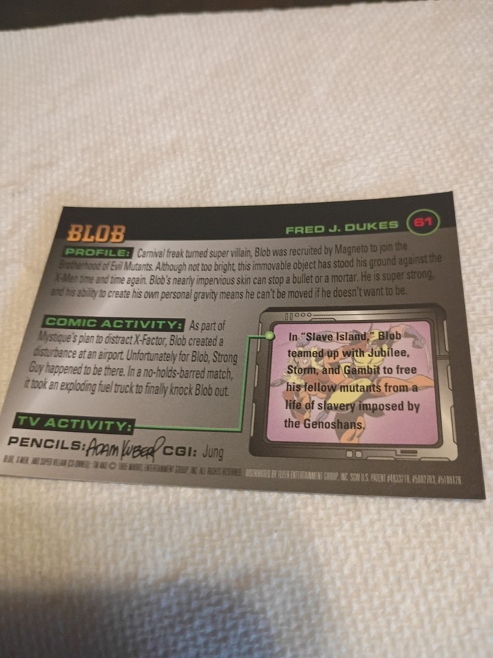 1995 Fleer Ultra X-men Marvel Super Villain Chromium Card #61 Blob | eBay