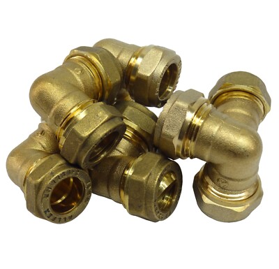 15mm Compression Elbows (90 Degree Bend) Brass Plumbing Fittings For ...