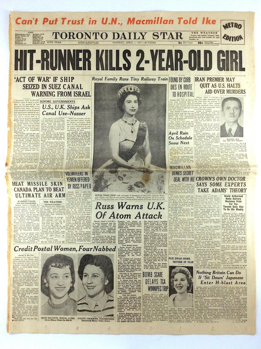 1957 News Headlines Back In 1957 Newspaper Poster Sign | Fully
