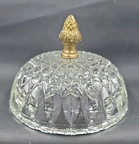 Vintage Indiana Clear Glass Mount Vernon Metal Acorn Lid Only For Candy ...