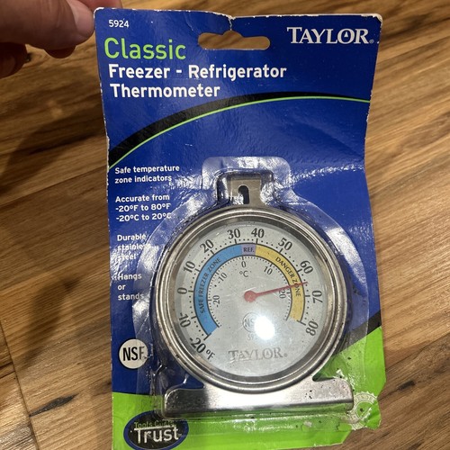 Taylor Classic Analog Freezer Refrigerator Thermometer 5924 -20F to 80F ...