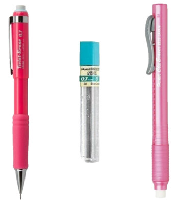 Pentel Twist-Erase III Mech Pencil Kit 0.7mm Pink Lead Clic Eraser ...
