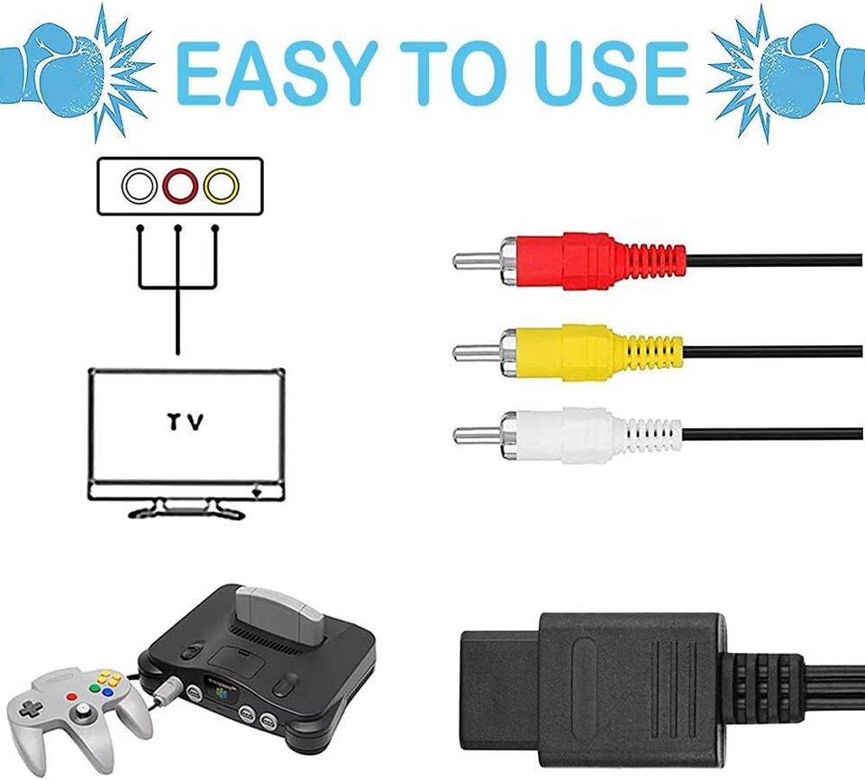 AC Adapter Power Supply &AV Cable Cord For Nintendo 64 N64 Bundle Lot ...