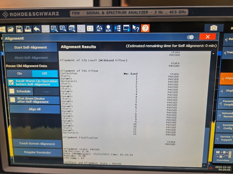 Rohde & Schwarz FSW43 - Signal Spectrum Analyzer 2Hz - 43.5GHz Opt. B3 ...