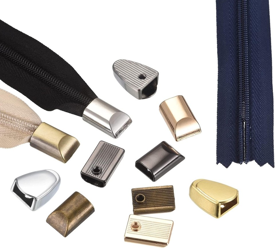 sourcing map Metal Zipper Stopper, 30Pcs 0.35'' Thumb Zipper Tail Clip ...