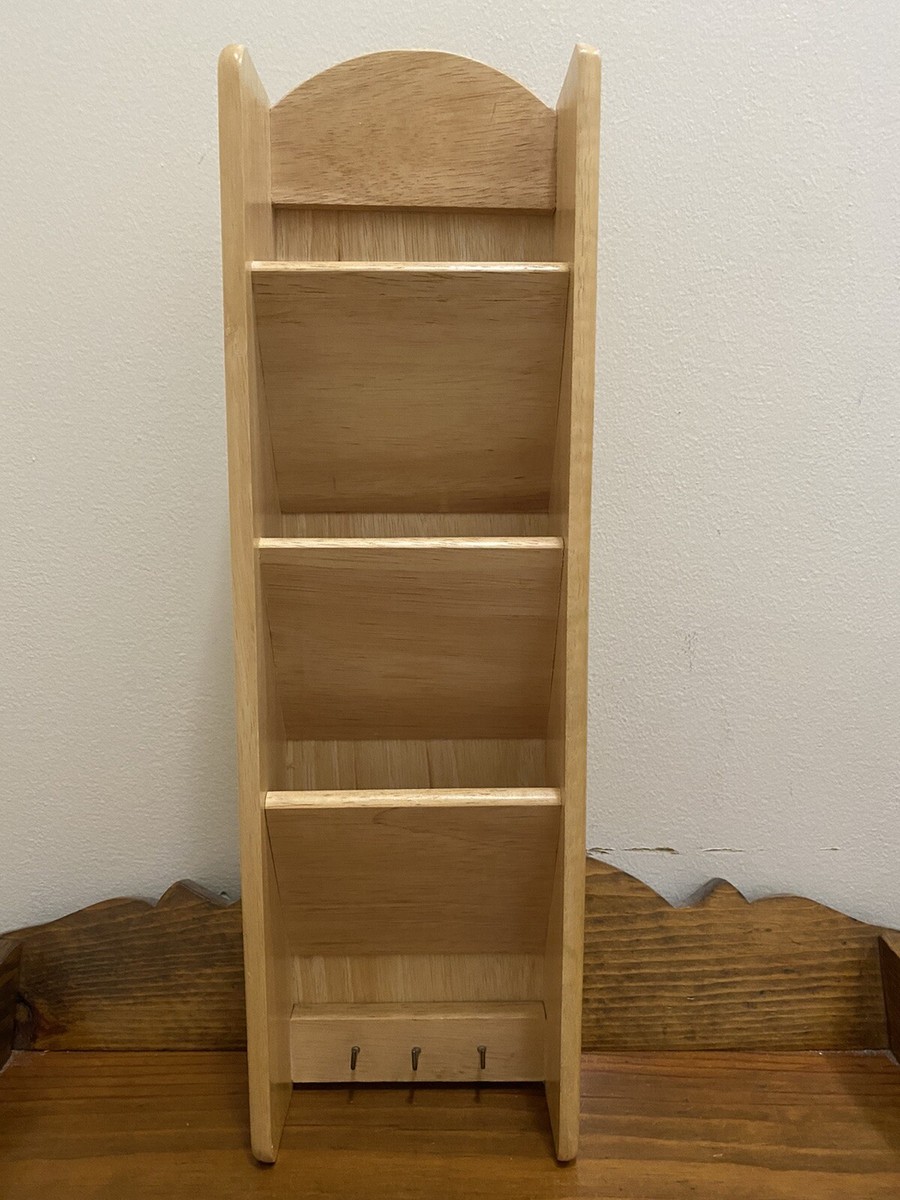 Wall Mount Mail Slot Organizer Brown Wood Wall Mounted Key & Mail