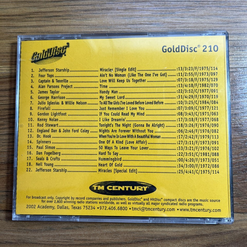 TM Century CD Gold Disc 210 Radio Broadcast Edits Jefferson Starship ...