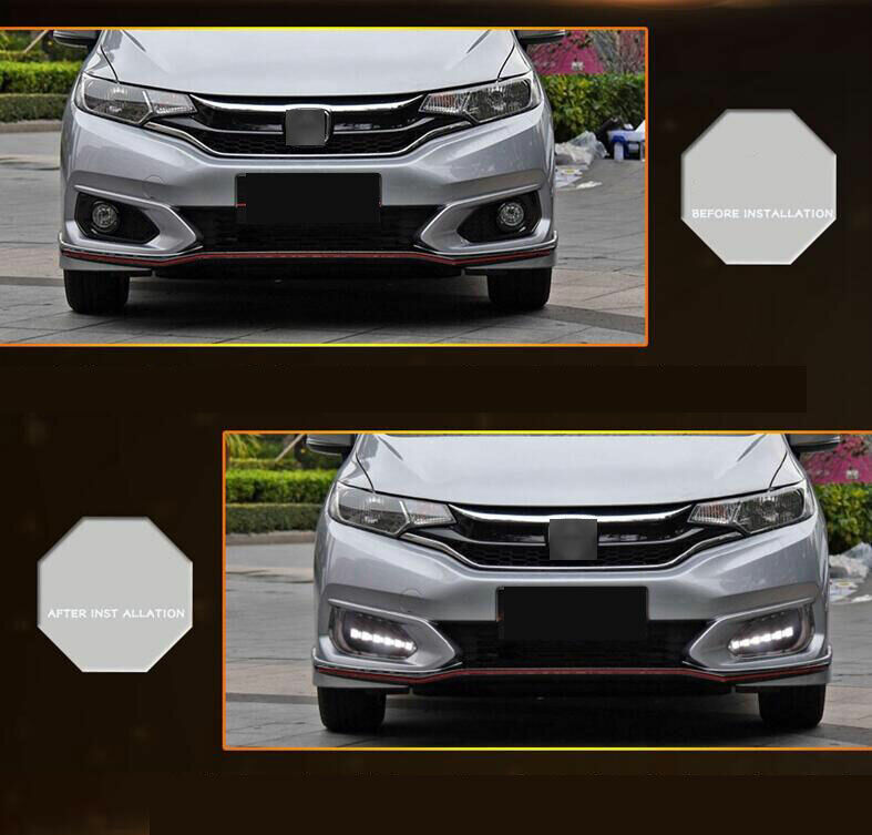 For Honda Fit GK5 2018-2020 White & Amber Led Front Fog Lamp Day ...