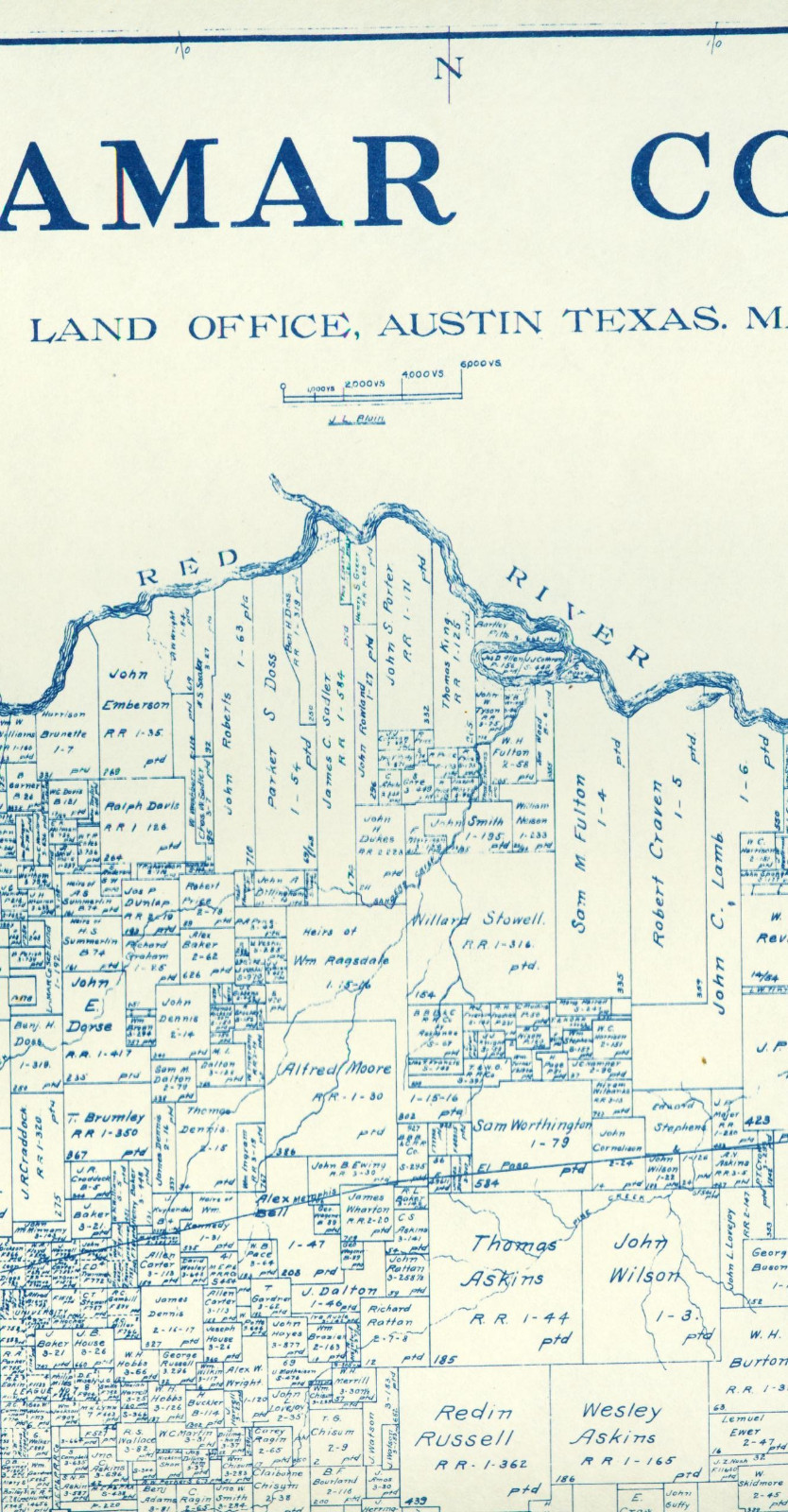 Lamar County Texas General Land Office Owner Map Paris Blossom Reno ...