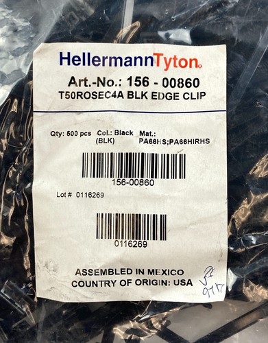 Hellermann Tyton Edge Clip Cable Ties Black 8.5 inch Length 156-00860 ...