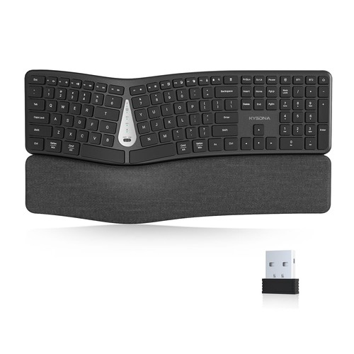 Split Ergonomic Keyboard, Wireless Rechargeable Ergo Keyboard with Soft ...