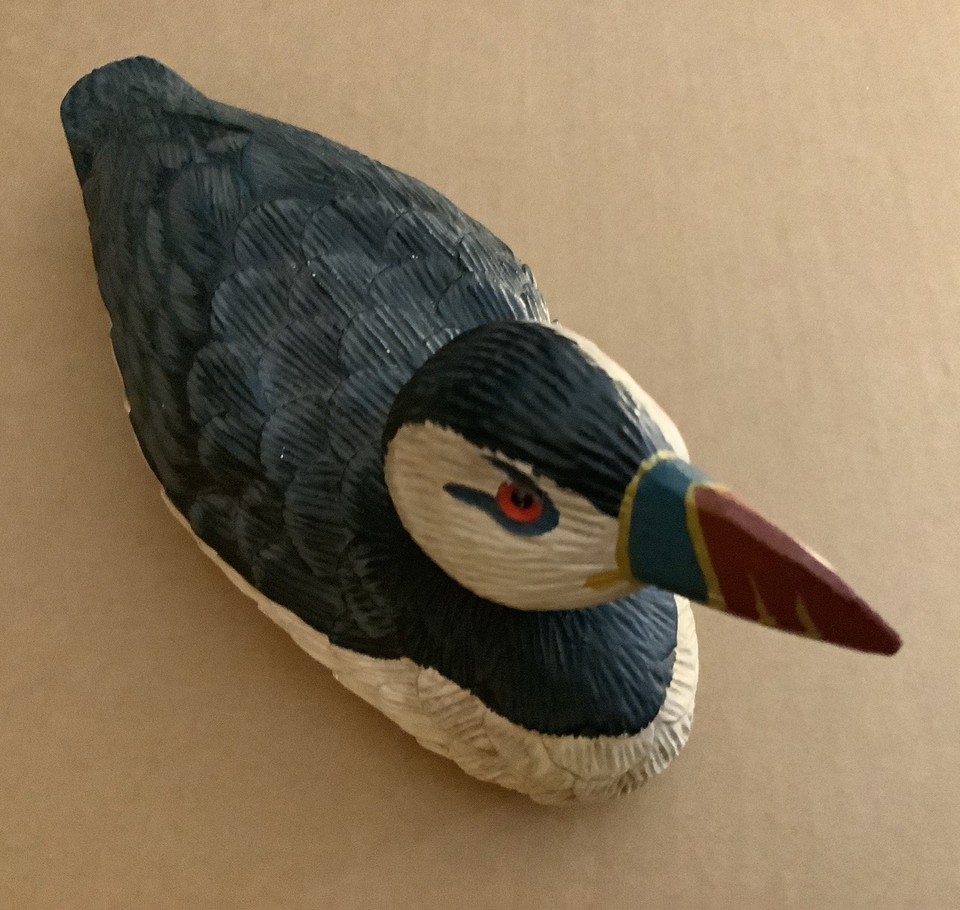Vintage ~ Carved Atlantic Puffin Decoy @ 10.0" Glass Eyes ~ Signed ...