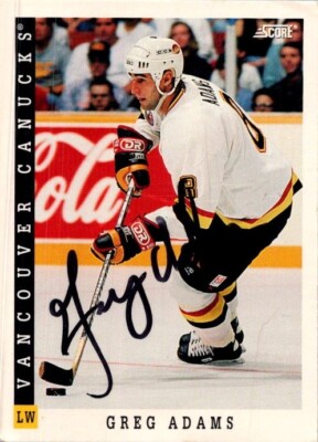 1993 -Greg Adams- Score Autograph/Signed/Auto Hockey Card #196 Canucks ...