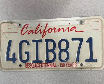 California 2000's "Sesquicentennial 150 Years" License Plate - Single ...