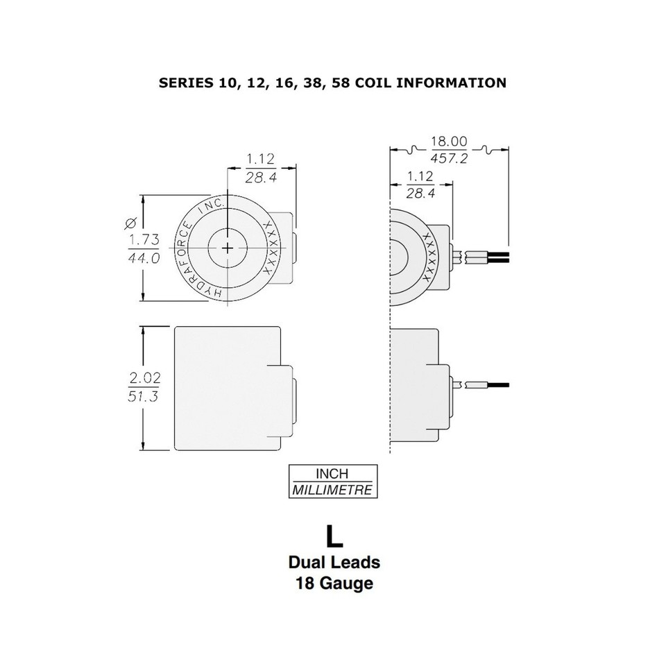 HydraForce 6352012 Solenoid Valve Coil, 18" Wire Leads, 12v DC, Size 10 765552691617| eBay