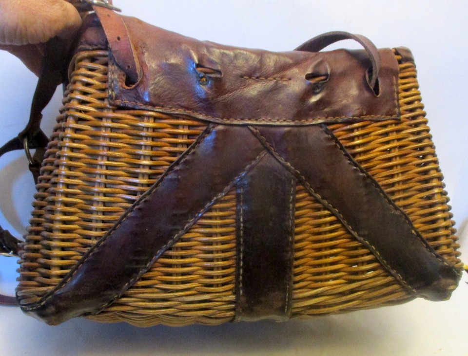 Vtg FISHING Woven CREEL LEATHER Handle DETAIL Fishing Knife | eBay